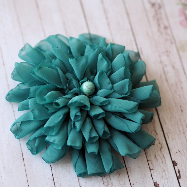 Teal Flower Brooch - Etsy