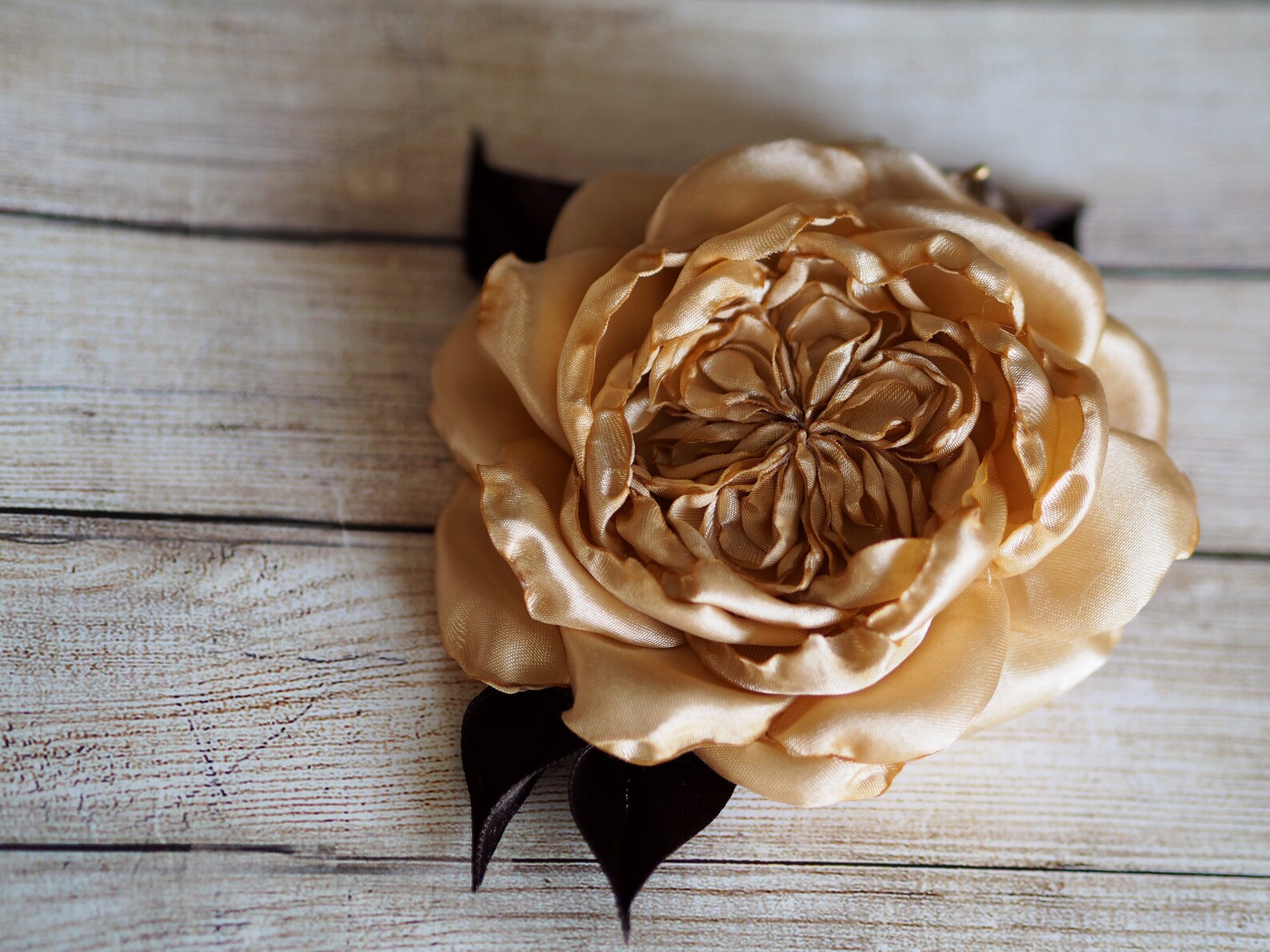 Gold Fabric Flower Hair Clip Gold Flower Pin Satin Gold - Etsy