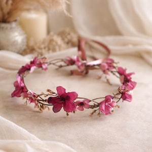 Cherry Blossom Flower Crown, Pink Sakura Wedding Headpiece, Boho Bridal ...