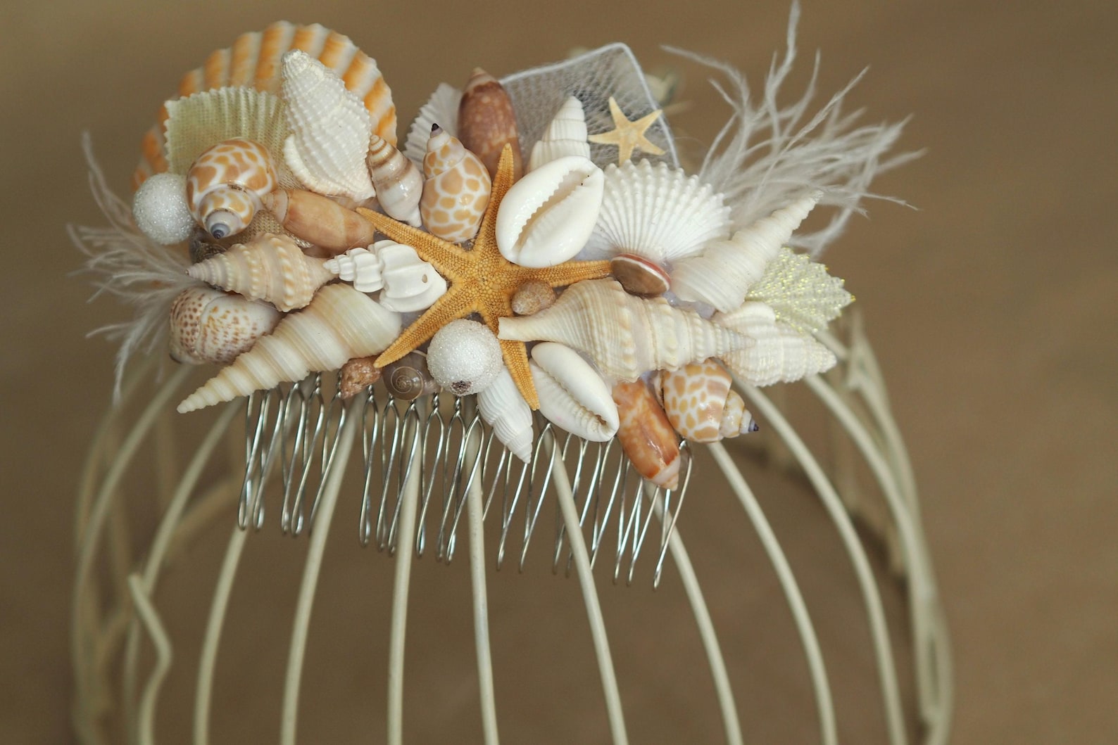 Beach Wedding Hair Comb With Seashells, Starfish Bridal Hairpiece ...