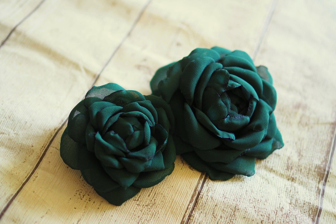 Deep Green Flower Brooch, Emerald Green Flower Pin, Flower Choker ...