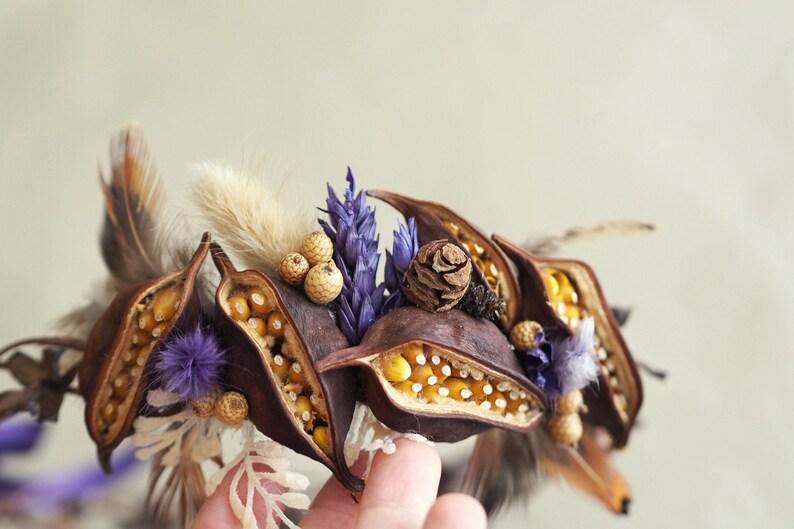 Woodland Hair Crown – Forest Queen Crown With Brachychiton Pods, Dried ...