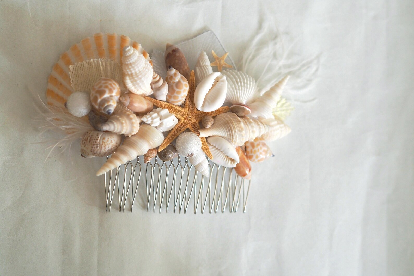 Beach Wedding Hair Comb With Seashells, Starfish Bridal Hairpiece ...