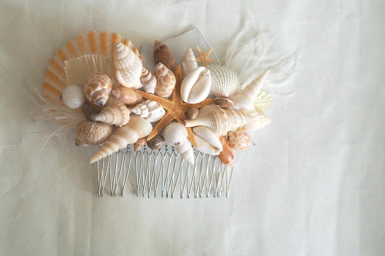 Seashell Wedding Hair Comb, Beach Bridal Hairpiece, Starfish Hair ...