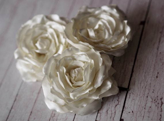 Ivory Rose Hair Clip While Silk Bridal Rose Ivory Satin Flower for Hair First Communion Girls Hair Flower Pins Wedding Rose Hairpiece Etsy UK