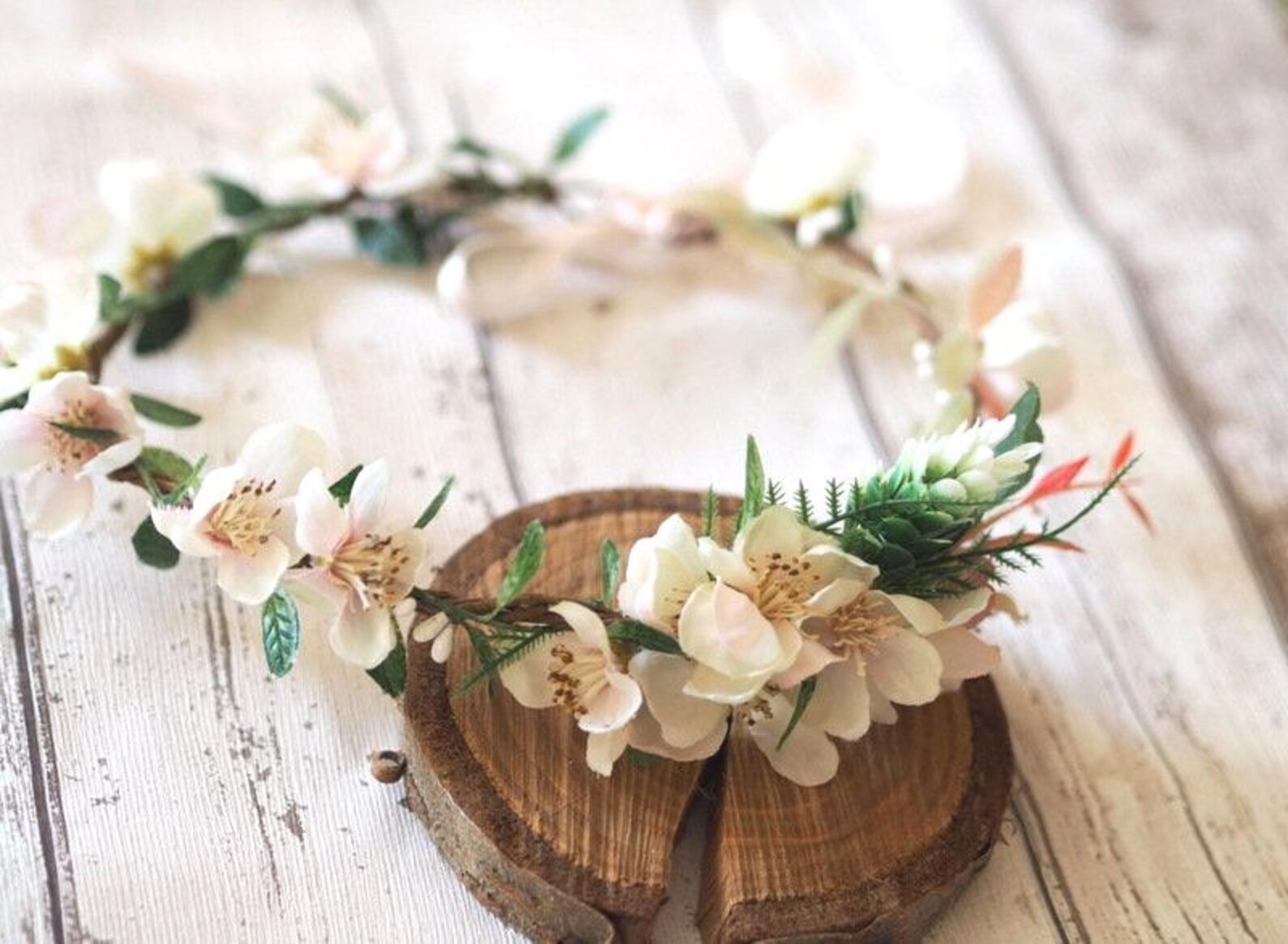 Cherry Blossom Flower Crown, Blush Sakura Headpiece, Boho Bridal Floral ...