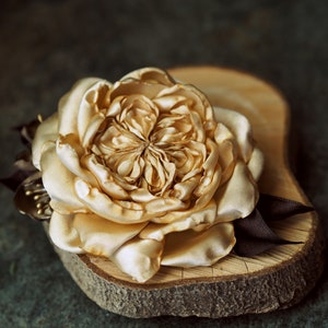 Gold Fabric Flower Hair Clip Gold Flower Pin Satin Gold - Etsy
