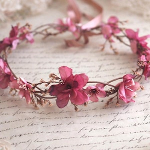Cherry Blossom Flower Crown, Pink Sakura Wedding Headpiece, Boho Bridal ...