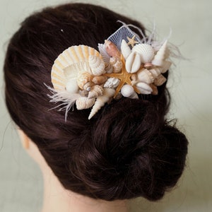 Beach Wedding Hair Comb With Seashells, Nautical Bridal Hairpiece ...