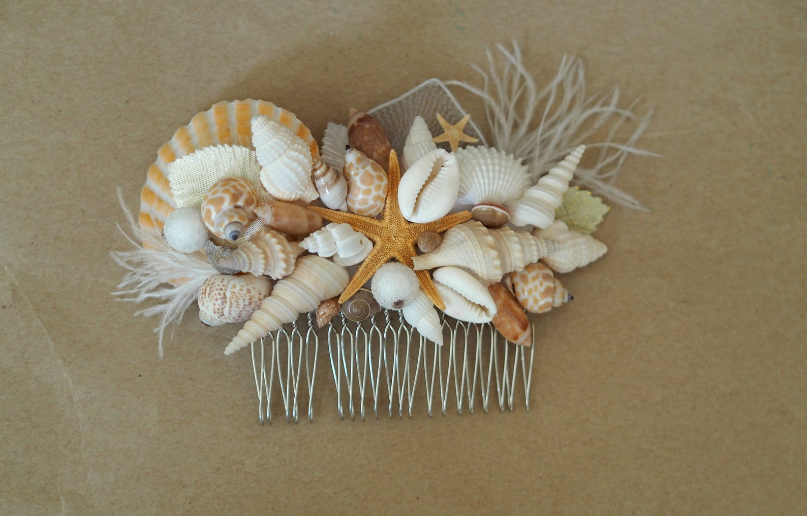 Beach Wedding Hair Comb With Seashells, Starfish Bridal Hairpiece ...