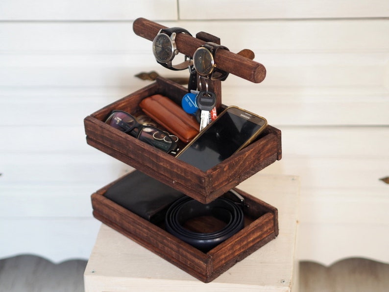 Mens Hardwood Organizer Stand Phone Key Watch Desk Organizer - Etsy