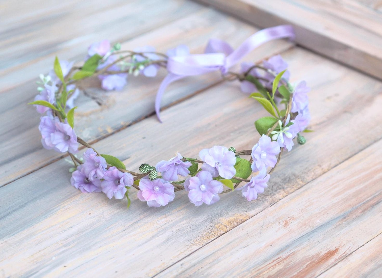 Lilac Flower Crown, Purple Bridal Headpiece, Lavender Fairy Tiara ...
