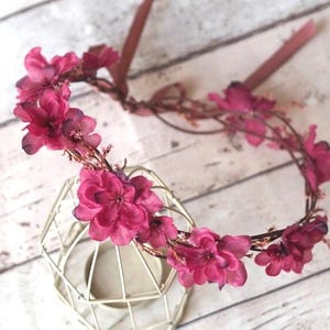 Cherry Blossom Flower Crown, Pink Sakura Wedding Headpiece, Boho Bridal ...