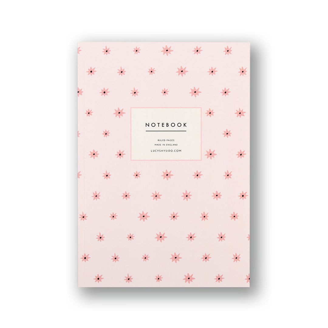 A5 Pink Stars Notebook. Luxury A5 lined journal, little stars pattern ...