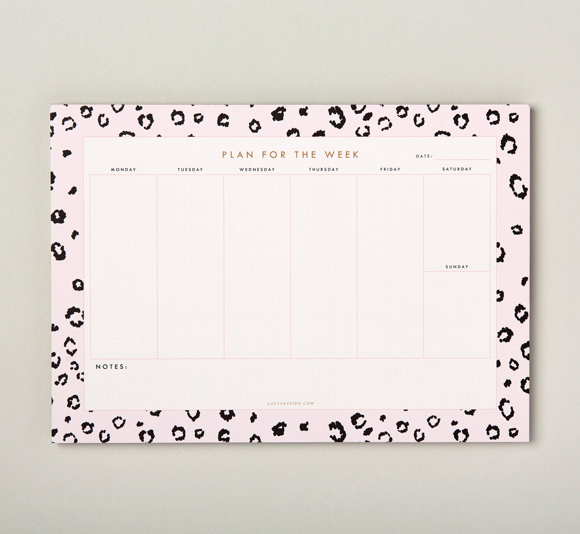 A4 Weekly Planner Desk Pad Pink Leopard Print to Do List | Etsy