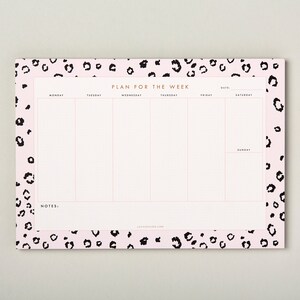 A4 Weekly Planner Desk Pad Pink Leopard Print to Do List | Etsy