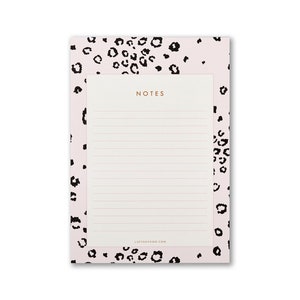 A5 Desk Notepad, Pink Leopard Print - Animal Print Notepad, Office Desk ...