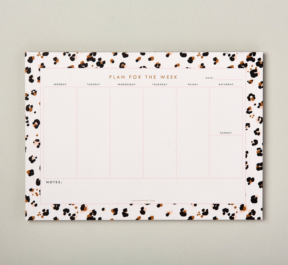 A4 Weekly Planner Desk Pad Pink Leopard Print to Do List | Etsy