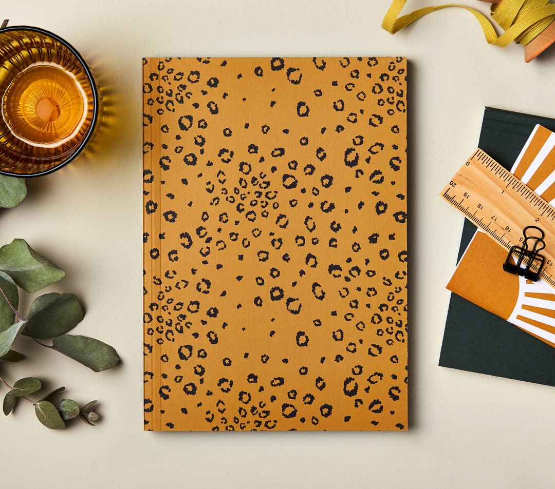 A5 Lay Flat Mustard Leopard Print Notebook. Luxury A5 Lined Journal ...