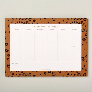 A4 Weekly Planner Desk Pad, Pink Leopard Print to Do List Organiser or ...