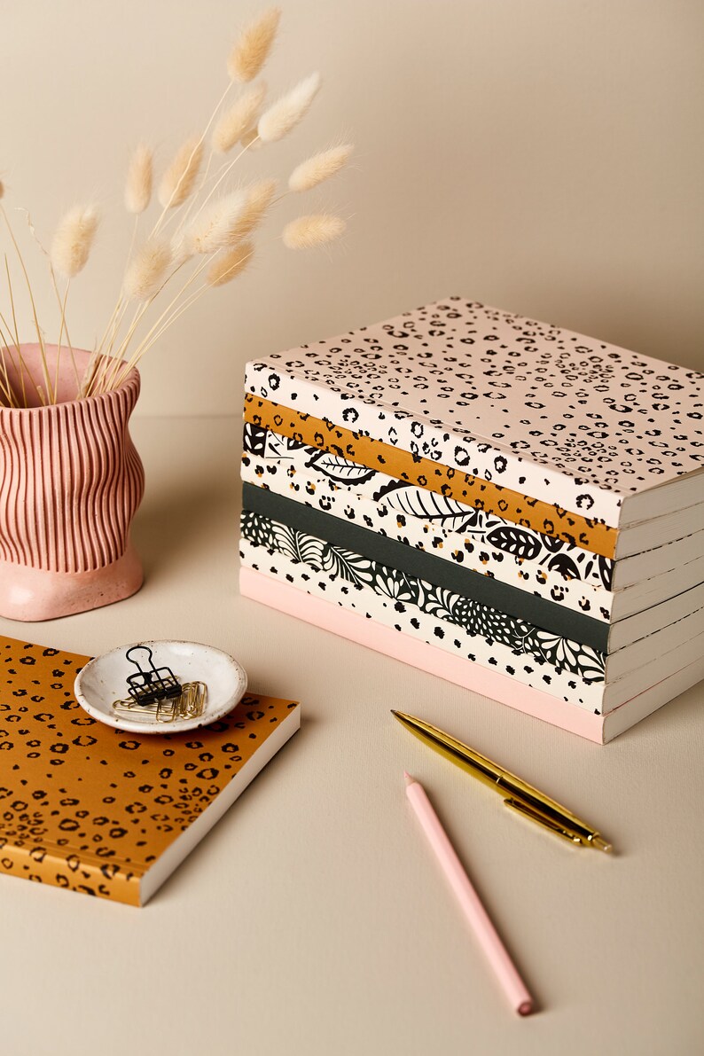 A5 Lay Flat Mustard Leopard Print Notebook. Luxury A5 Lined Journal ...
