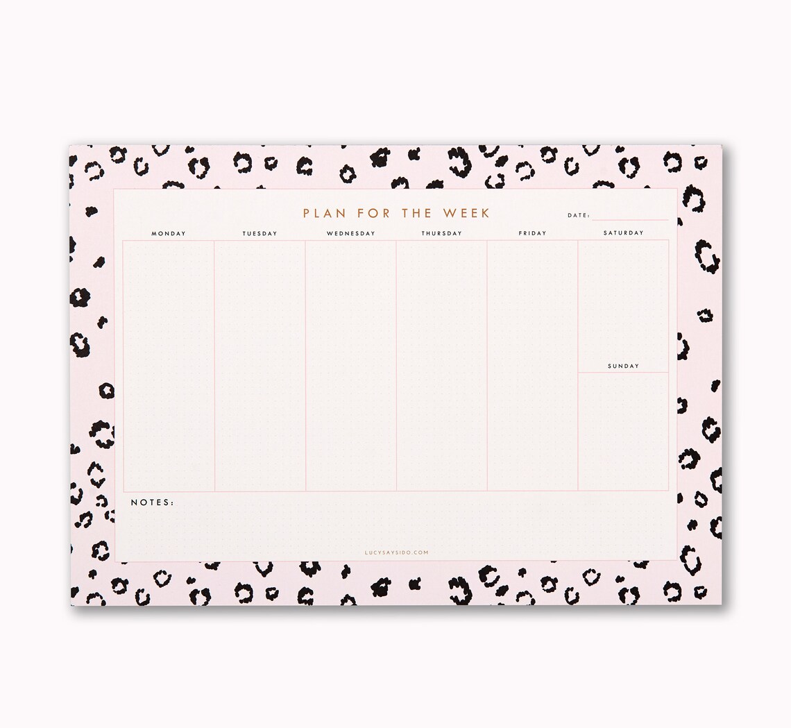 A4 Weekly Planner Desk Pad Pink Leopard Print to Do List | Etsy