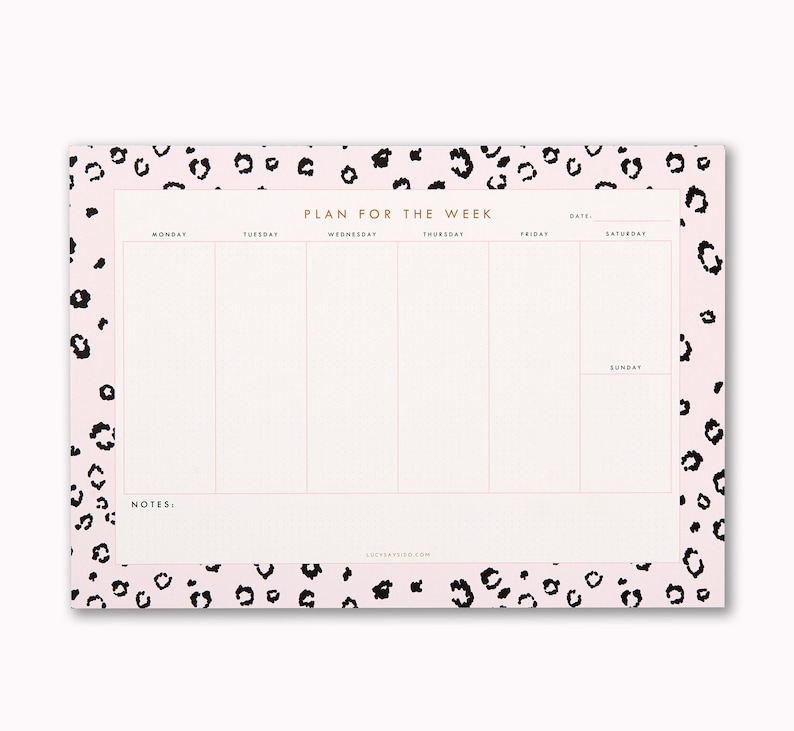 A4 Weekly Planner Desk Pad Pink Leopard Print to Do List | Etsy