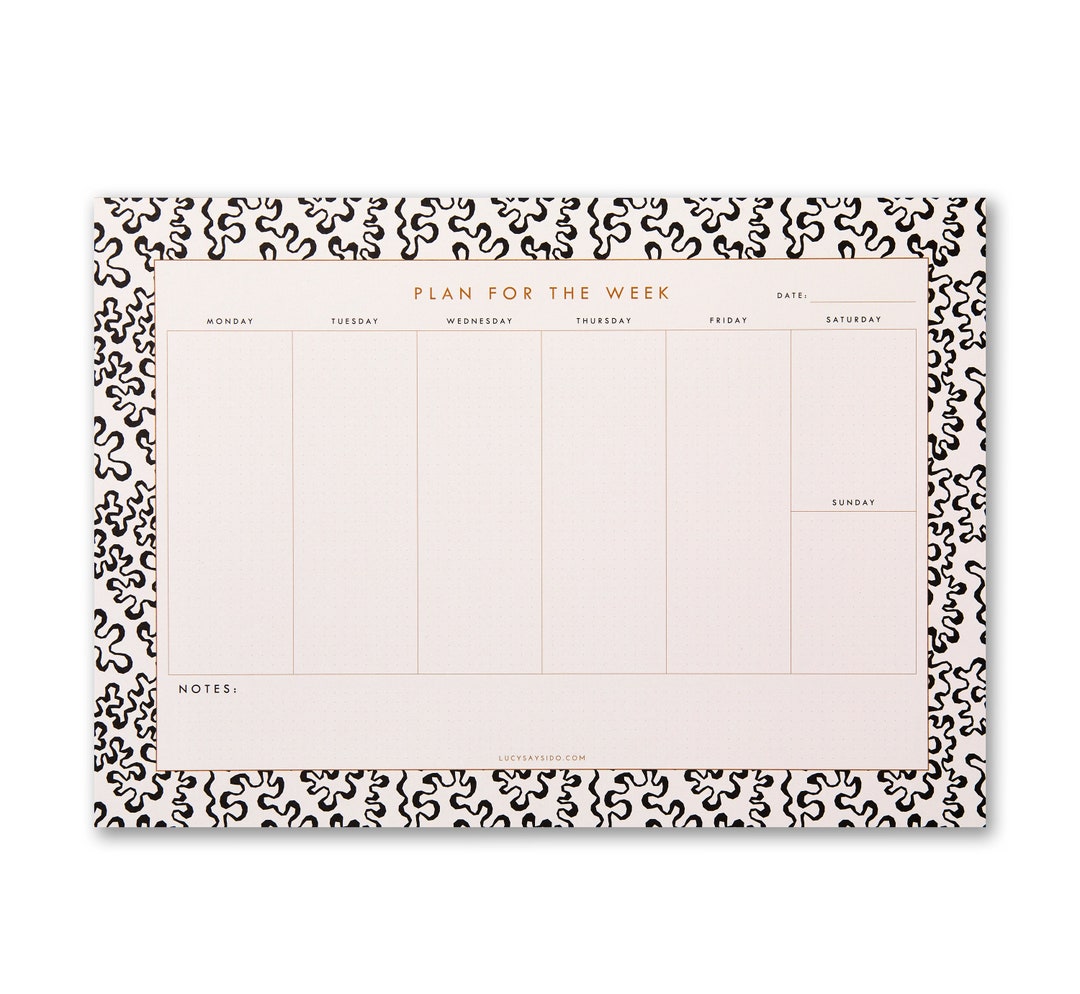 A4 Weekly Planner Desk Pad, Bold Coral Pattern Design, to Do List ...