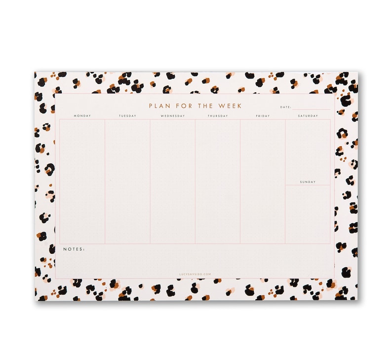A4 Weekly Planner Desk Pad, Cheetah Animal Print Spot to Do List ...