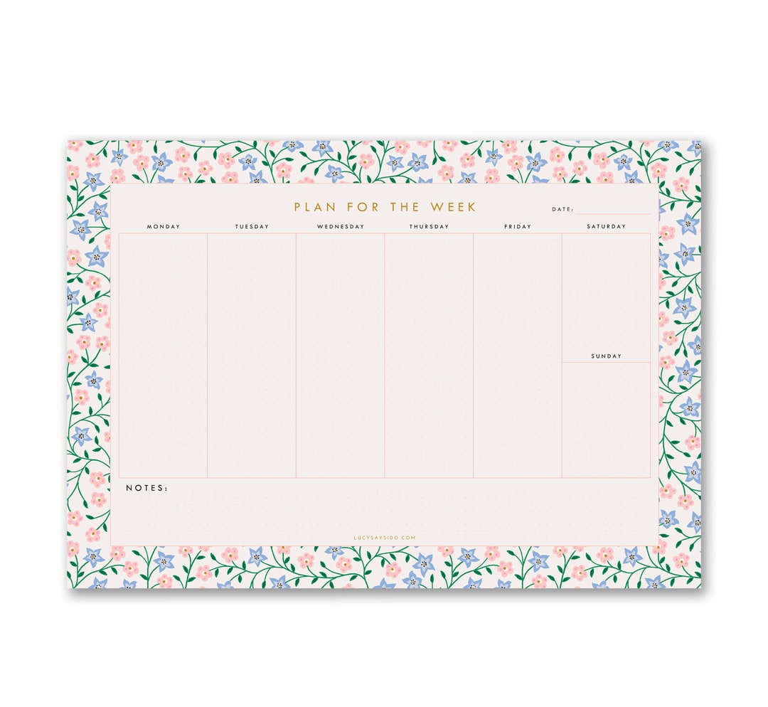 A4 Weekly Planner Desk Pad, Periwinkle Design, to Do List Organiser or ...