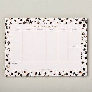 A4 Weekly Planner Desk Pad, Cheetah Animal Print Spot to Do List ...