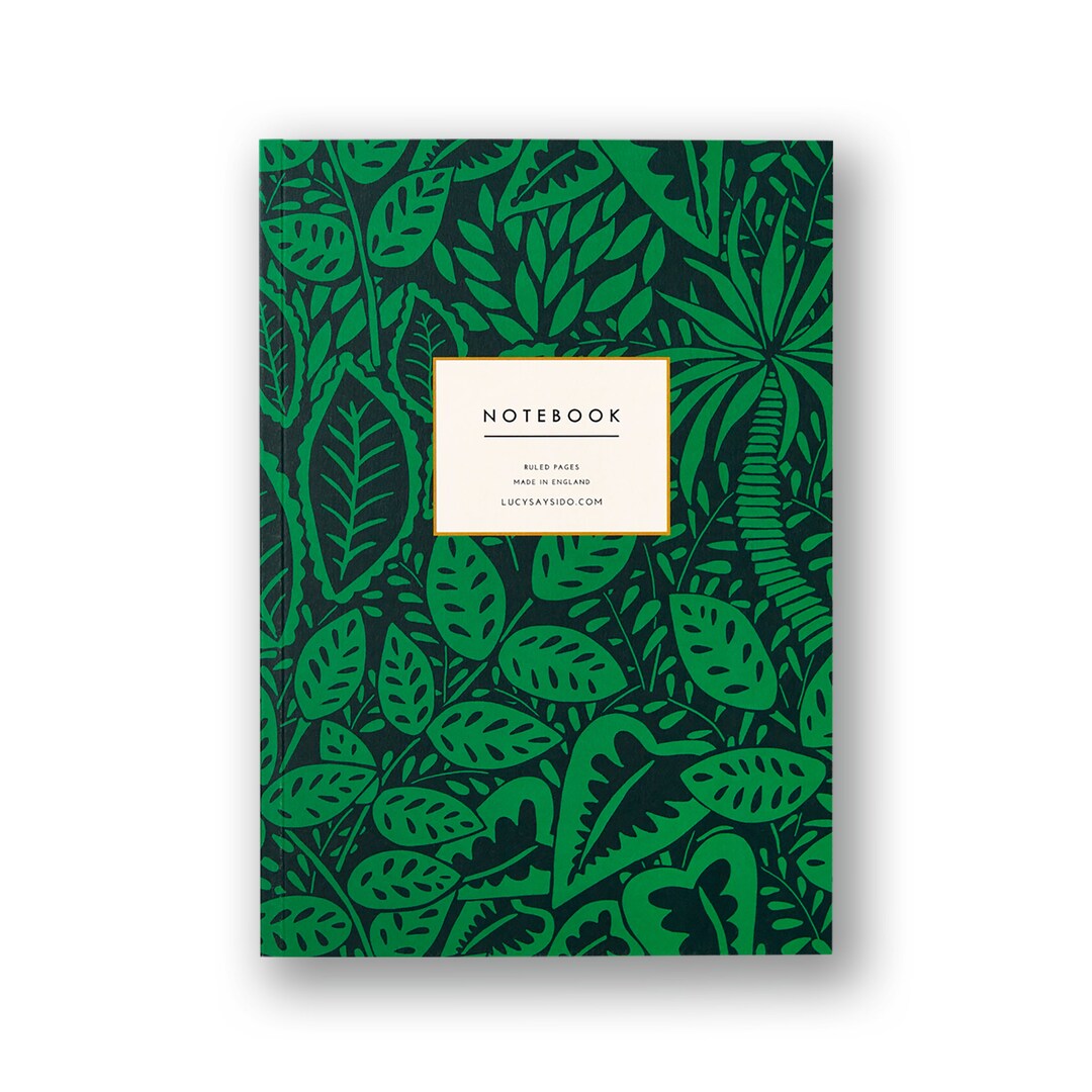 A5 Green Jungle Notebook. Luxury A5 Lined Journal, Green Leafy Pattern ...