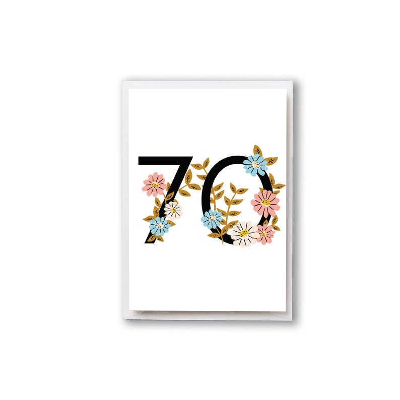 70th Birthday Card Flower Numbers - Etsy