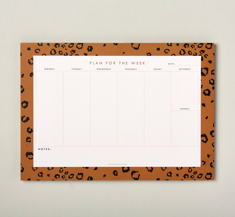 A4 Weekly Planner Desk Pad Cheetah Animal Print Spot to Do - Etsy