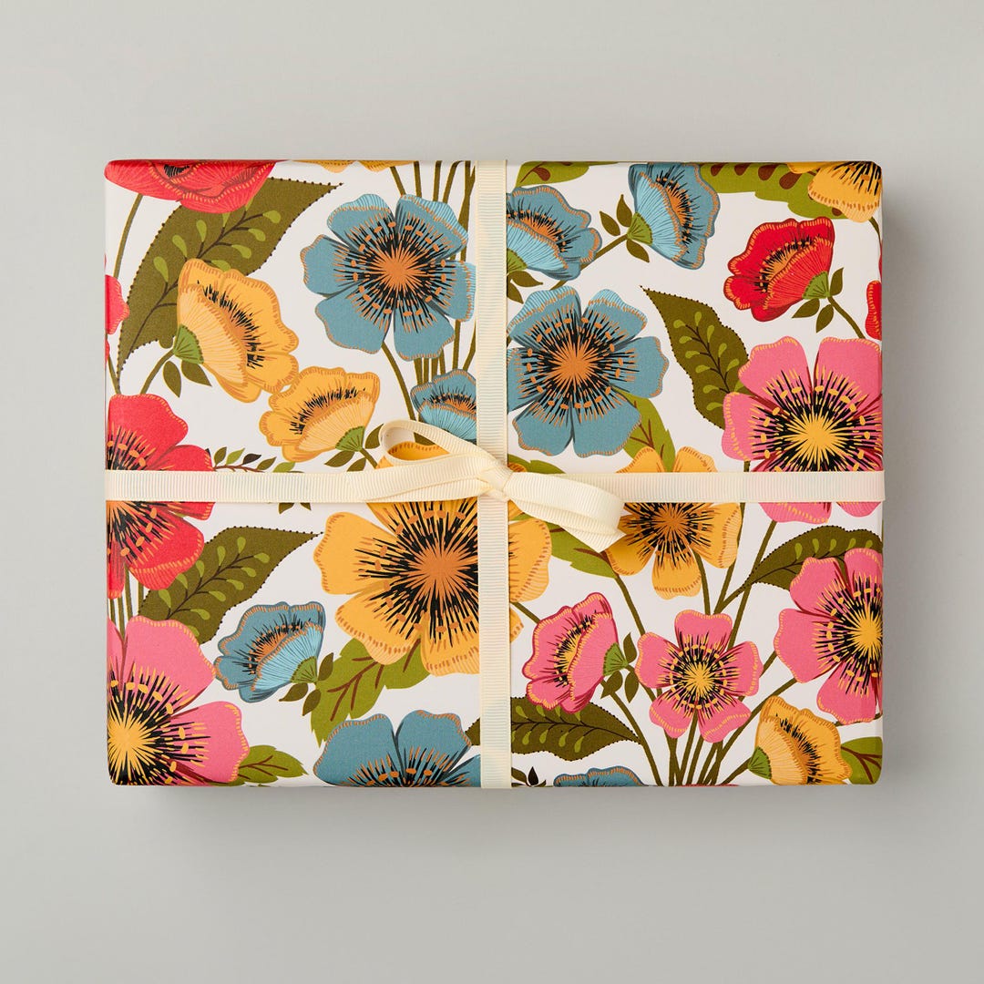 Floral Wrapping Paper | 10 Sheets | Hand Illustrated Luxury Patterned ...