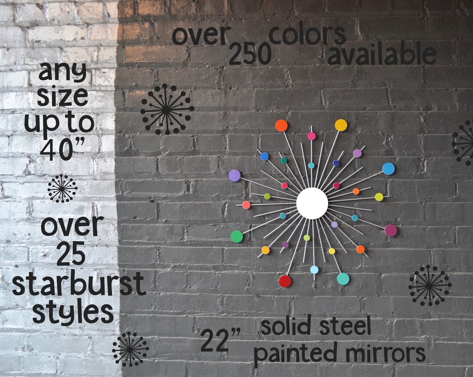 22 Starburst Sunburst Hand Welded Multicolor Handmade New Home Decor ...