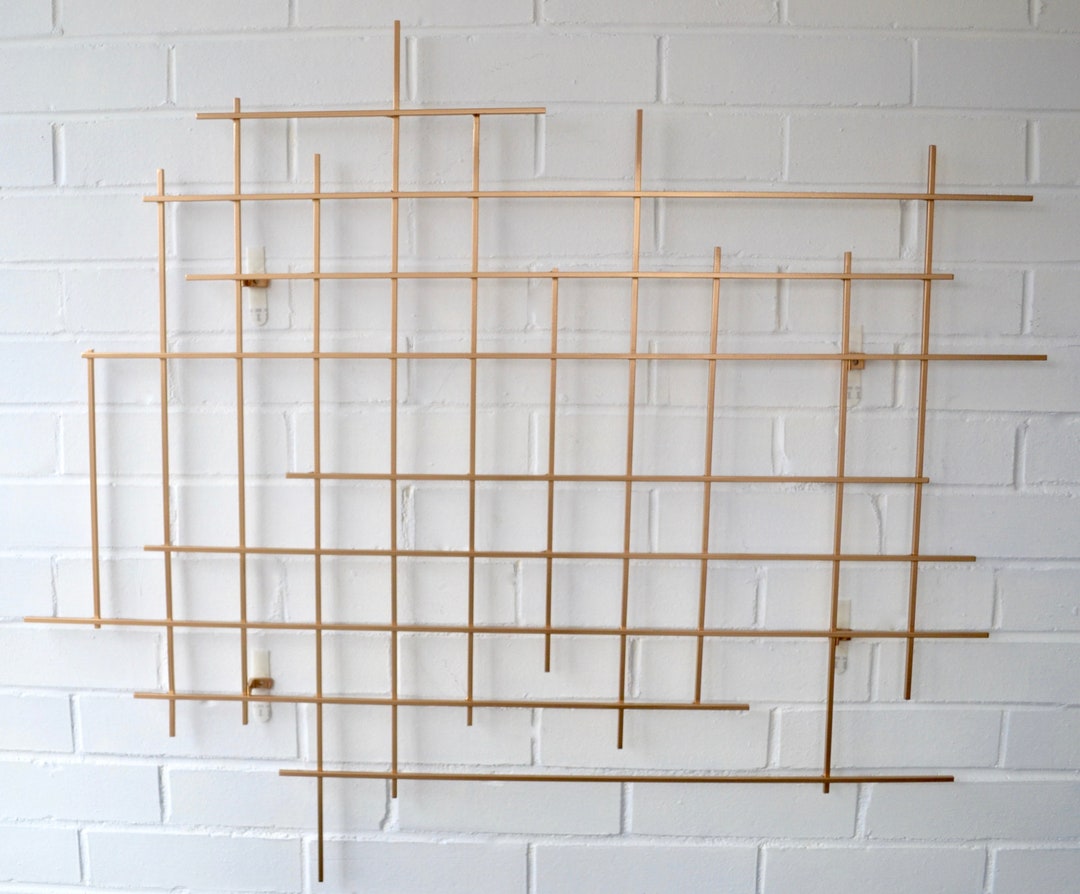36 X 30 Square Steel Grid Metal Art Gold Shown Sculpture Hand Welded ...