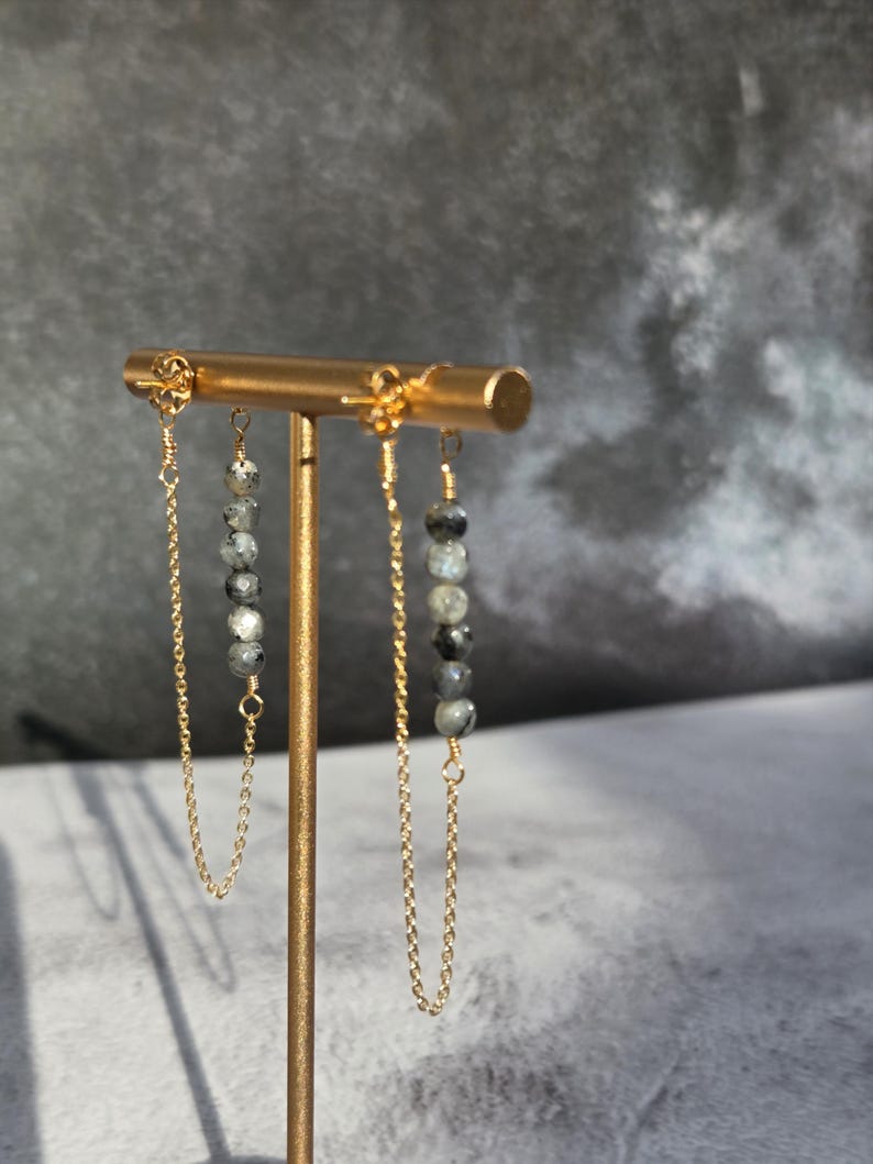 Labradorite Ear Jackets Gold Silver • Gemstone Front to Back Earrings ...