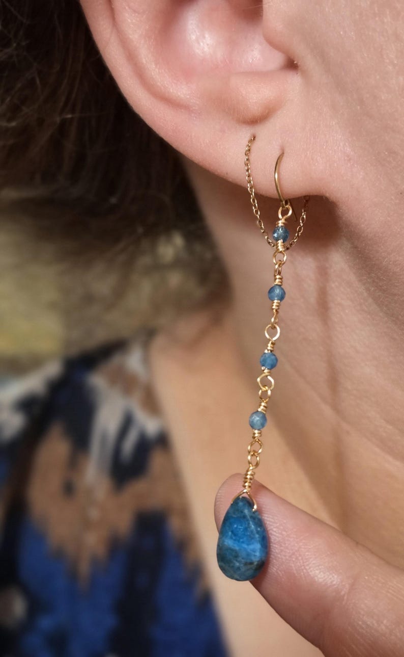Amazonite Threader Earrings Gold Stainless Steel • Handmade Gemstone ...