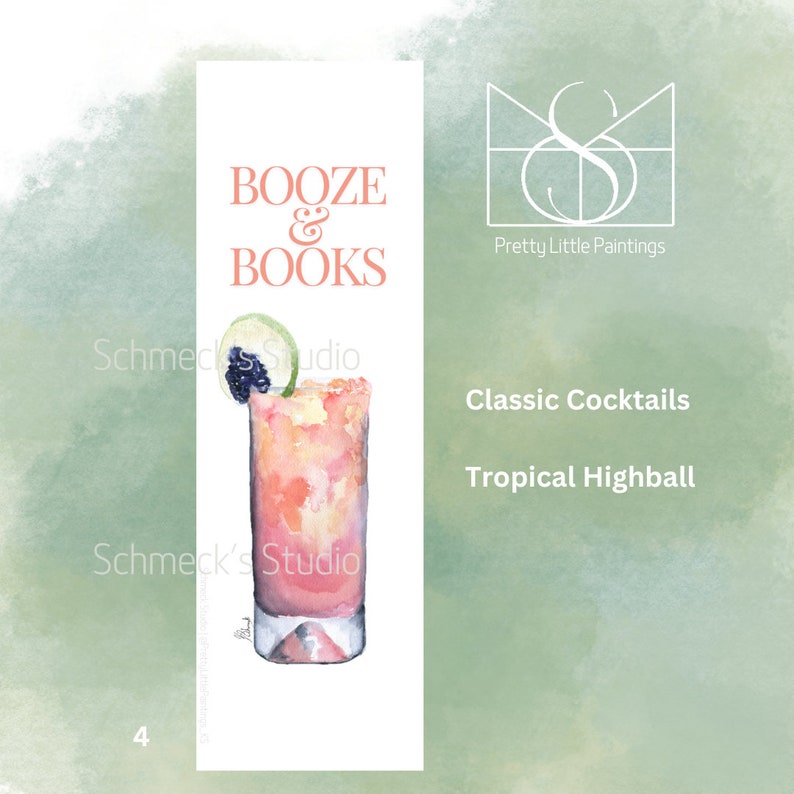Classic Cocktails Hand-painted Watercolor Bookmarks | Old Fashioned ...