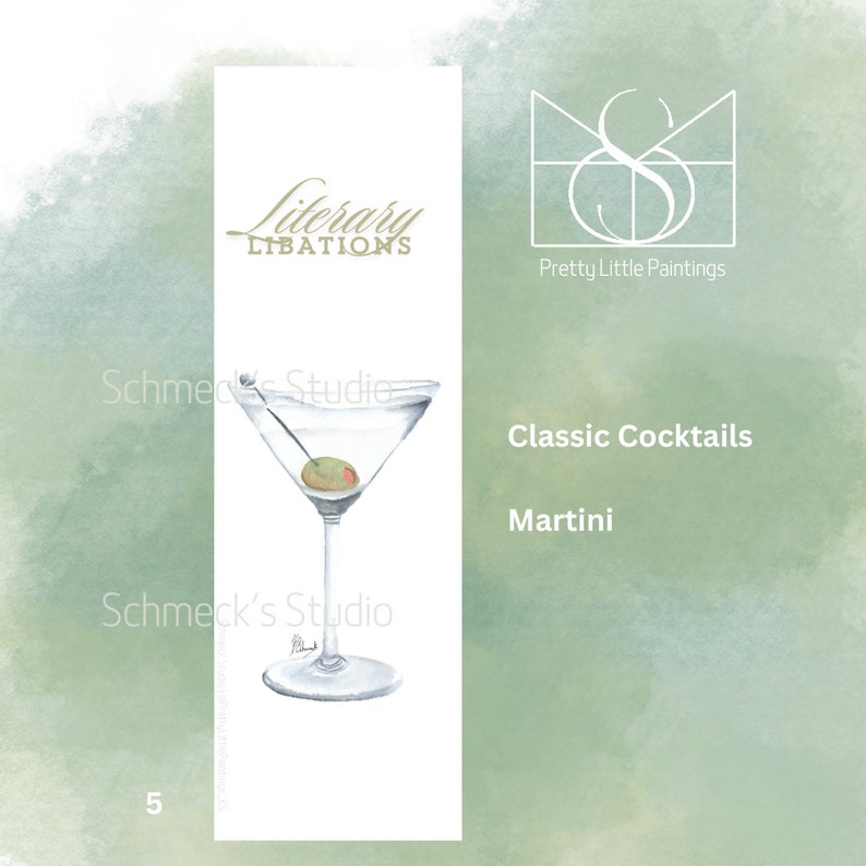 Classic Cocktails Hand-painted Watercolor Bookmarks | Old Fashioned ...