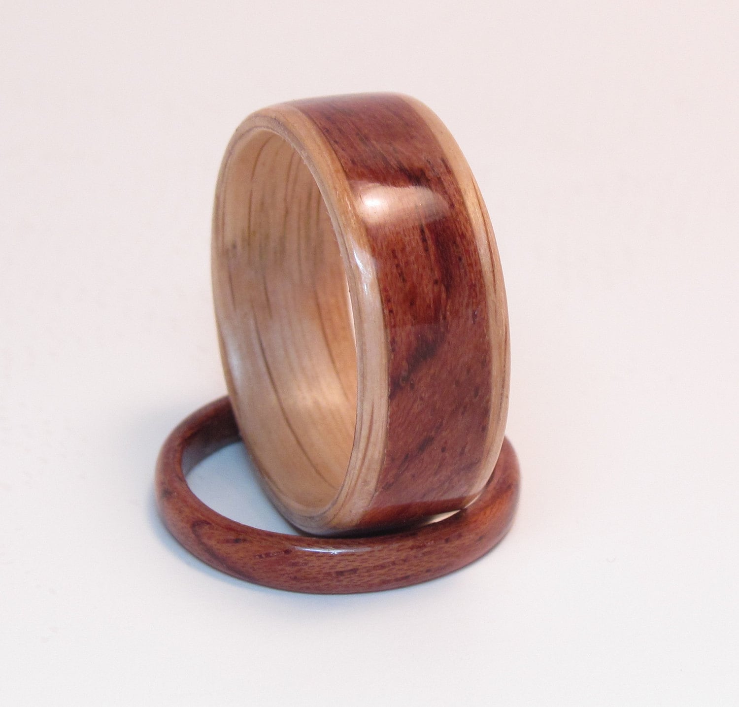 Handcrafted Oak and Bubinga Wood Rings Wedding Set | Etsy