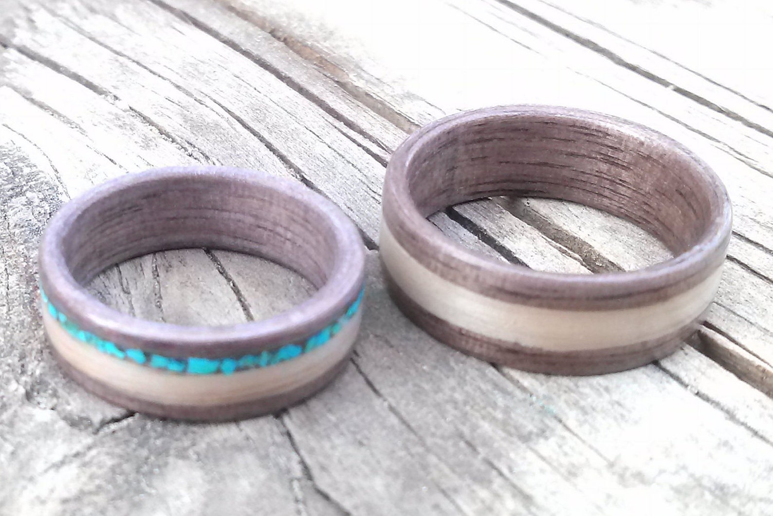 Handmade Turquoise and Oak Inlay In Walnut Bentwood Wedding | Etsy