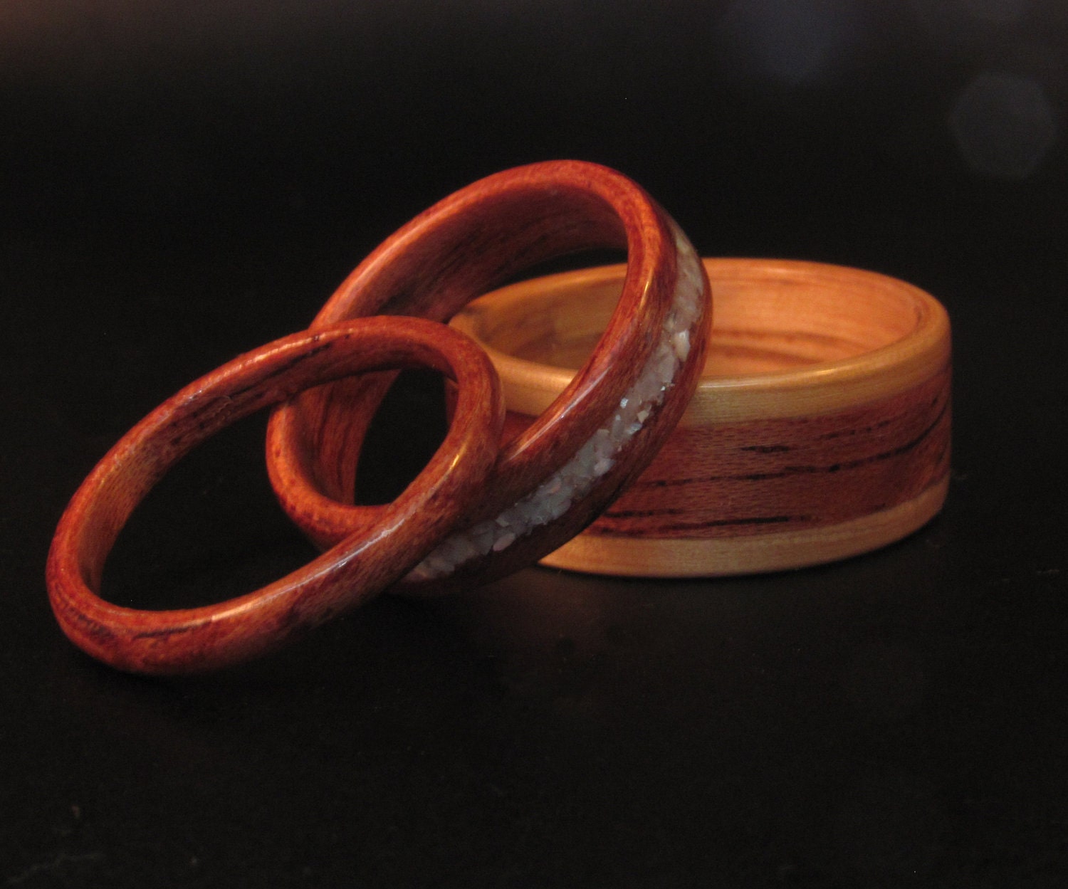 Handcrafted Wedding Set Oak Wooden Ring With Bubinga and | Etsy