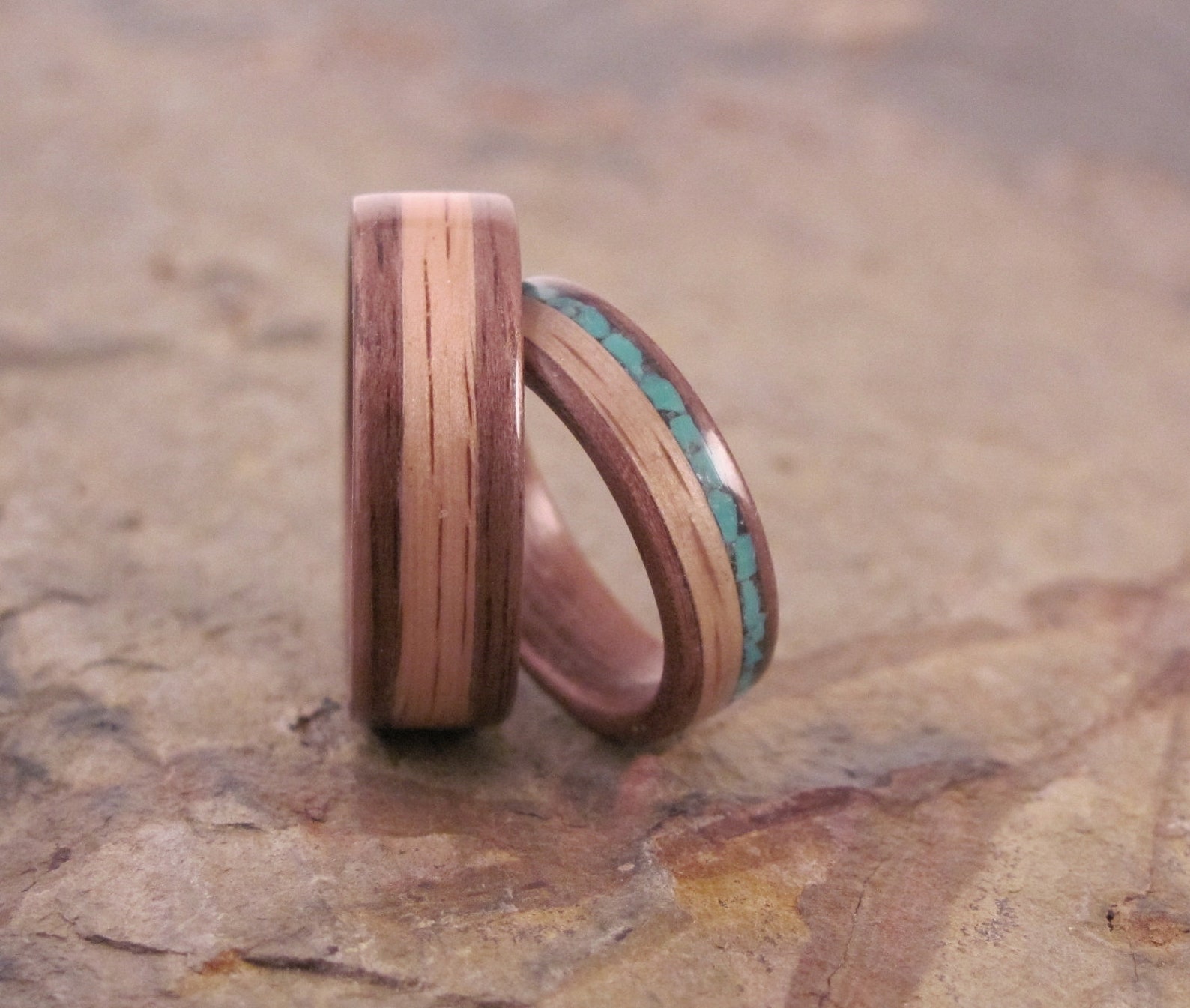 Handmade Turquoise and Oak Inlay in Walnut Bentwood Wedding - Etsy