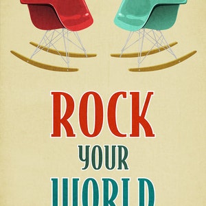 Eames Rocking Chair Print Retro Home Decor Poster Rock Your World A3 - Etsy