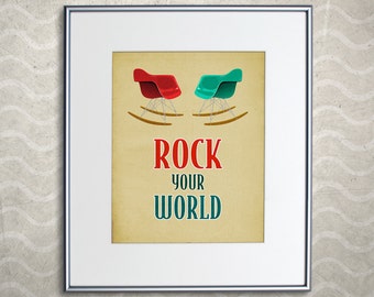 Eames Rocking Chair Print Retro Home Decor Poster Rock | Etsy