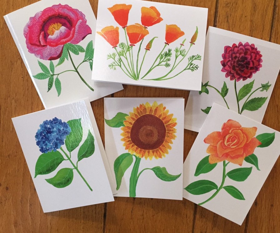 Flower Garden Greeting Cards Boxed Set of 6 Gift Box | Etsy