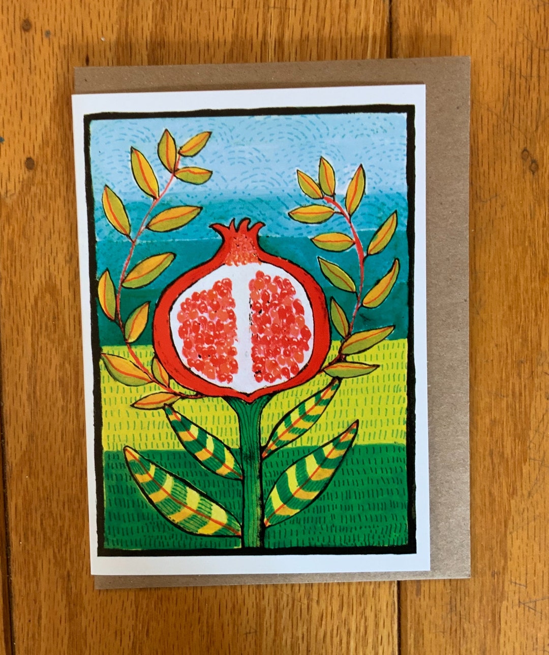 Pomegranate Greeting Card Blank Inside - Etsy
