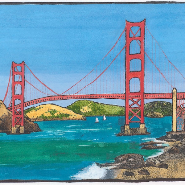 Golden Gate Bridge Greeting Card - Etsy
